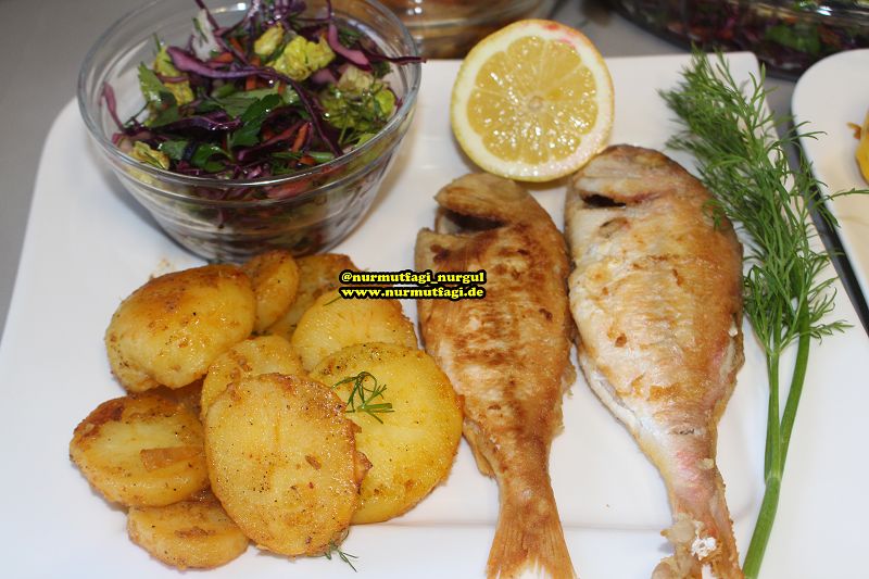 balik menü, bratkartoffel, tavada patates kavurma, mezgit baligi tarifi ...